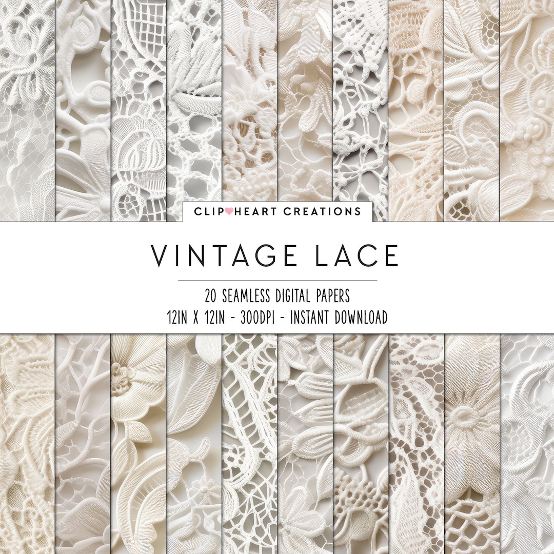 Vintage Lace Digital Papers, Seamless Commercial Use Instant Download ...