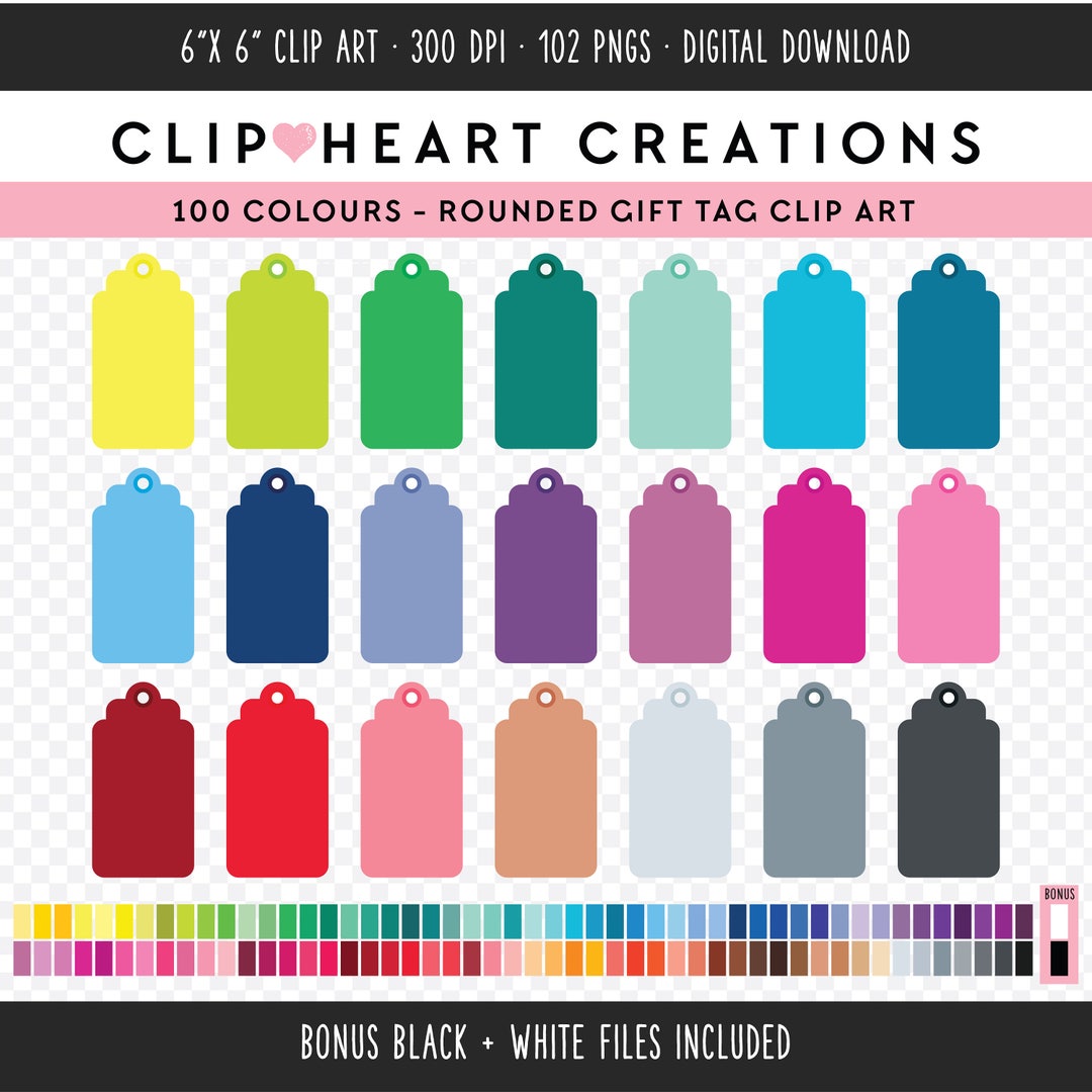 100 Gift Tag Clip Art, Commercial Use Instant Download PNG Tag Digital ...