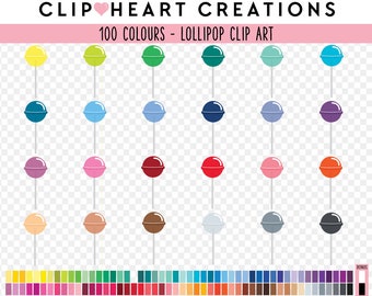 100 Lollipop Clipart Candy Sweets Clip Art Rainbow Planner - Etsy