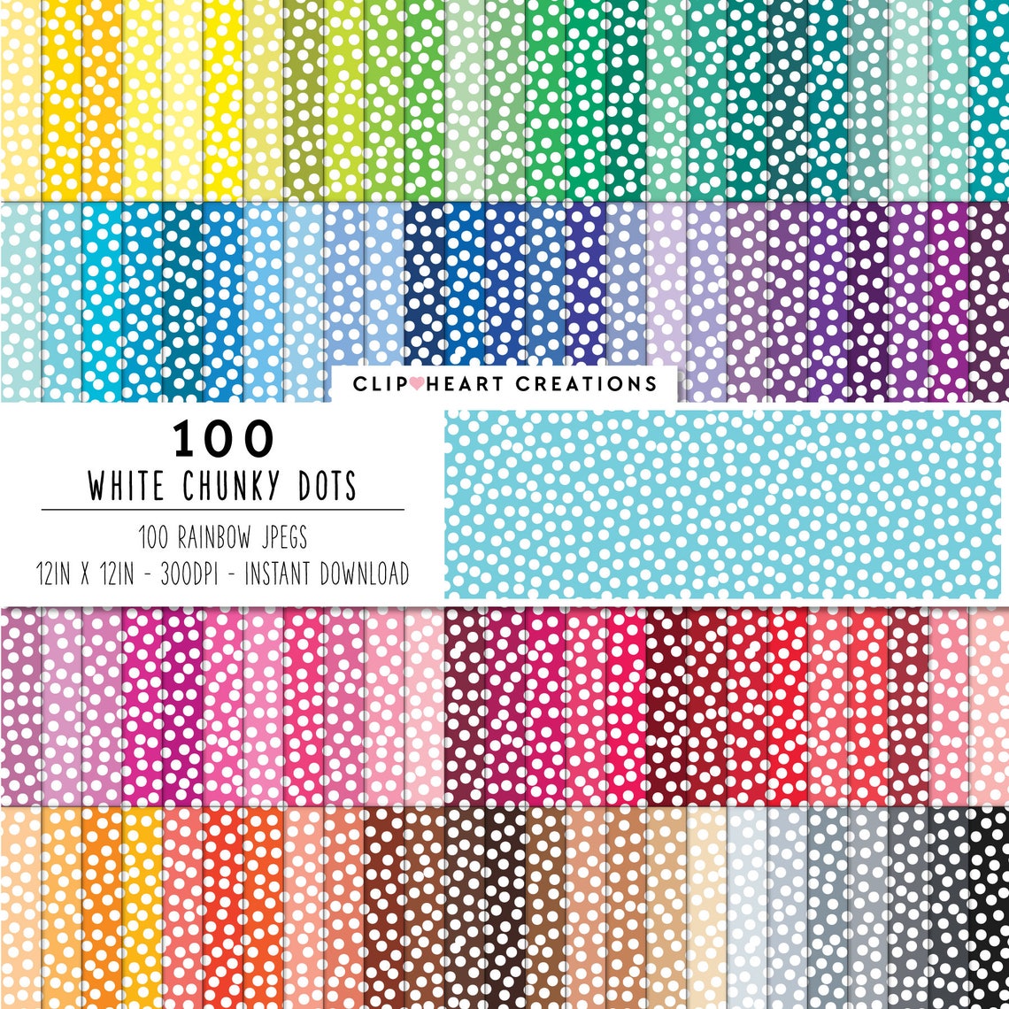 100 Chunky Dots Digital Papers Commercial Use Instant | Etsy