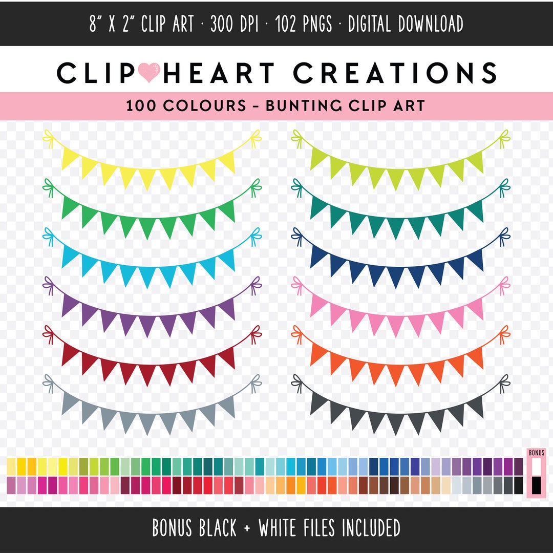100 Bunting Digital Clip Art, Commercial Use Instant Download PNG ...