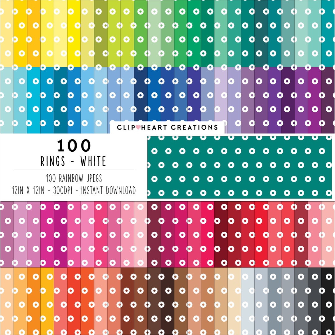 100 Ring Pattern Digital Papers, Commercial Use Seamless Retro Circle ...