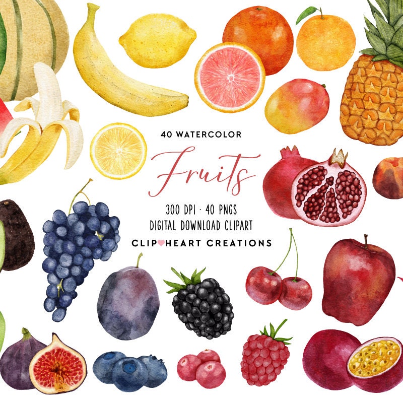 Fruit Watercolor - Etsy