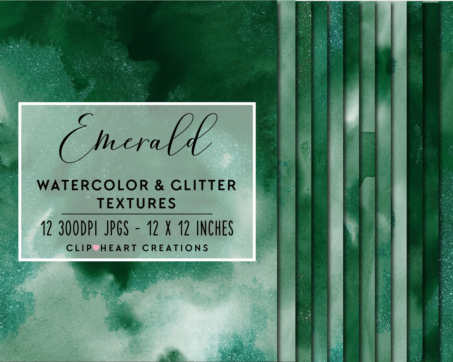 Green Glitter Watercolor Digital Papers Commercial Use - Etsy