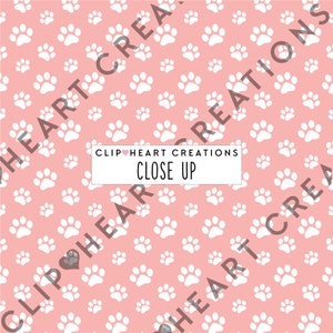 100 Paw Prints Pattern Digital Paper, Commercial Use Seamless White Paw ...