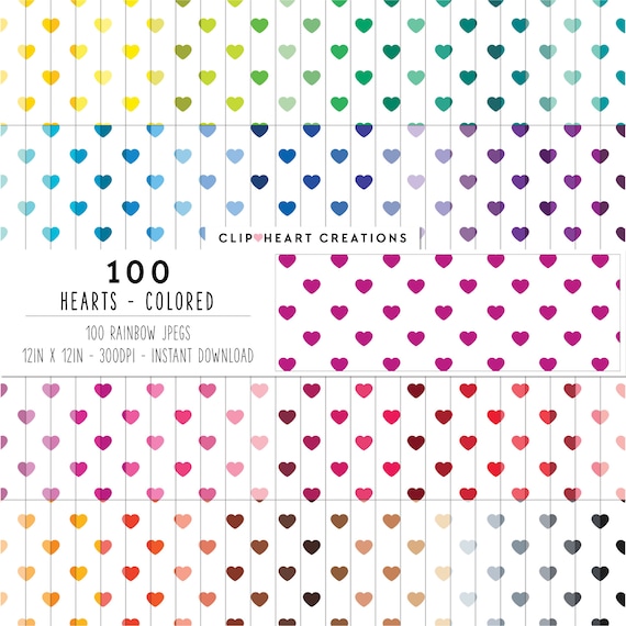 100 Hearts Digital Paper Commercial Use Instant Download | Etsy