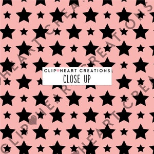 100 Star Pattern Digital Papers, Commercial Use Seamless Black Stars ...