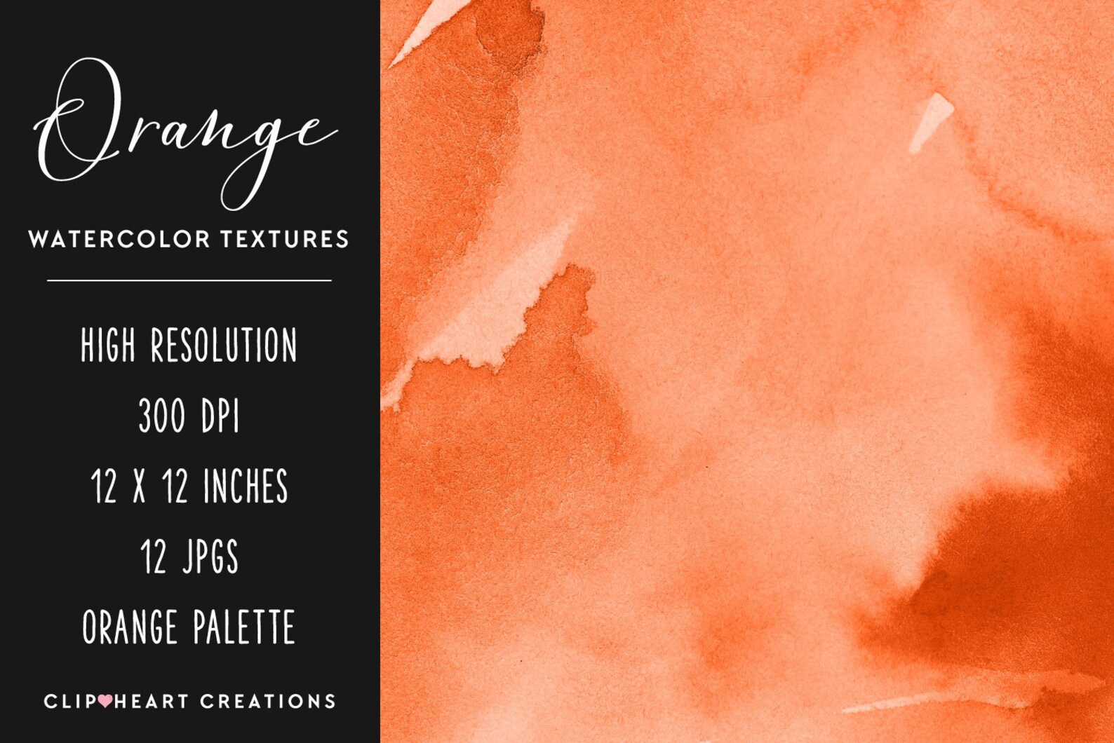 Orange Watercolor Digital Papers Commercial Use Instant - Etsy