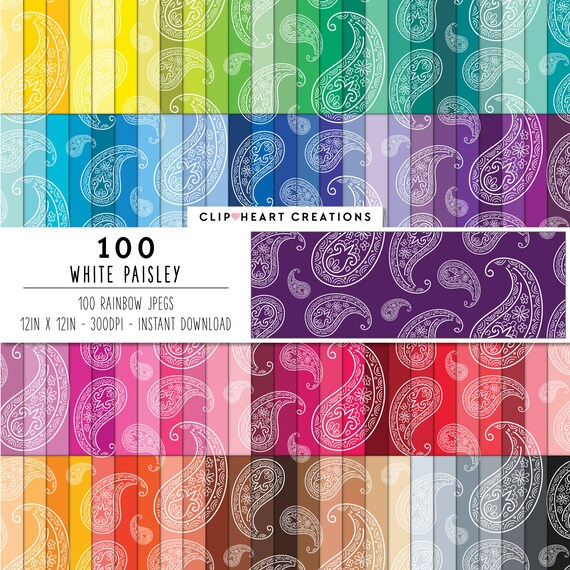100 Paisley Pattern Digital Papers Commercial Use Instant | Etsy