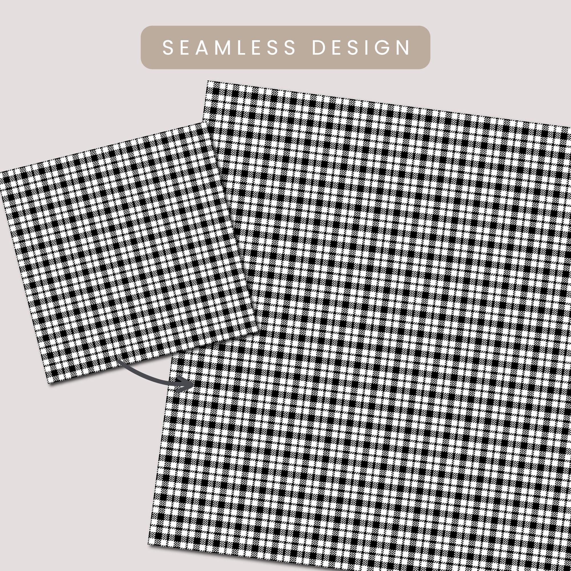 Black Buffalo Plaid Digital Paper Set, Seamless Lumberjack Plaid Papers ...