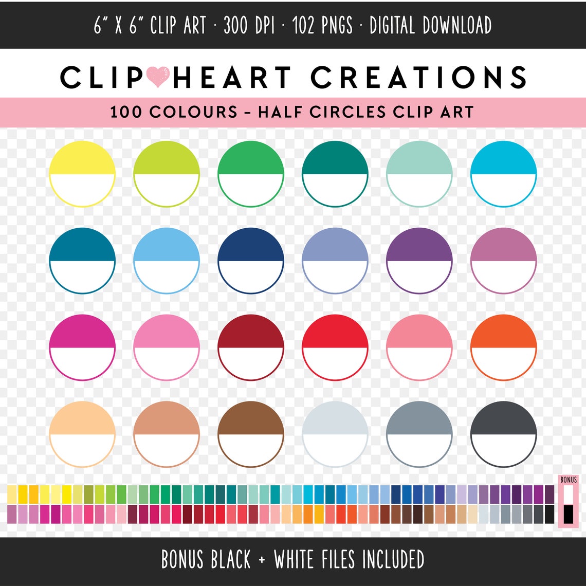 100 Half Circle Clip Art Commercial Use Instant Download PNG - Etsy