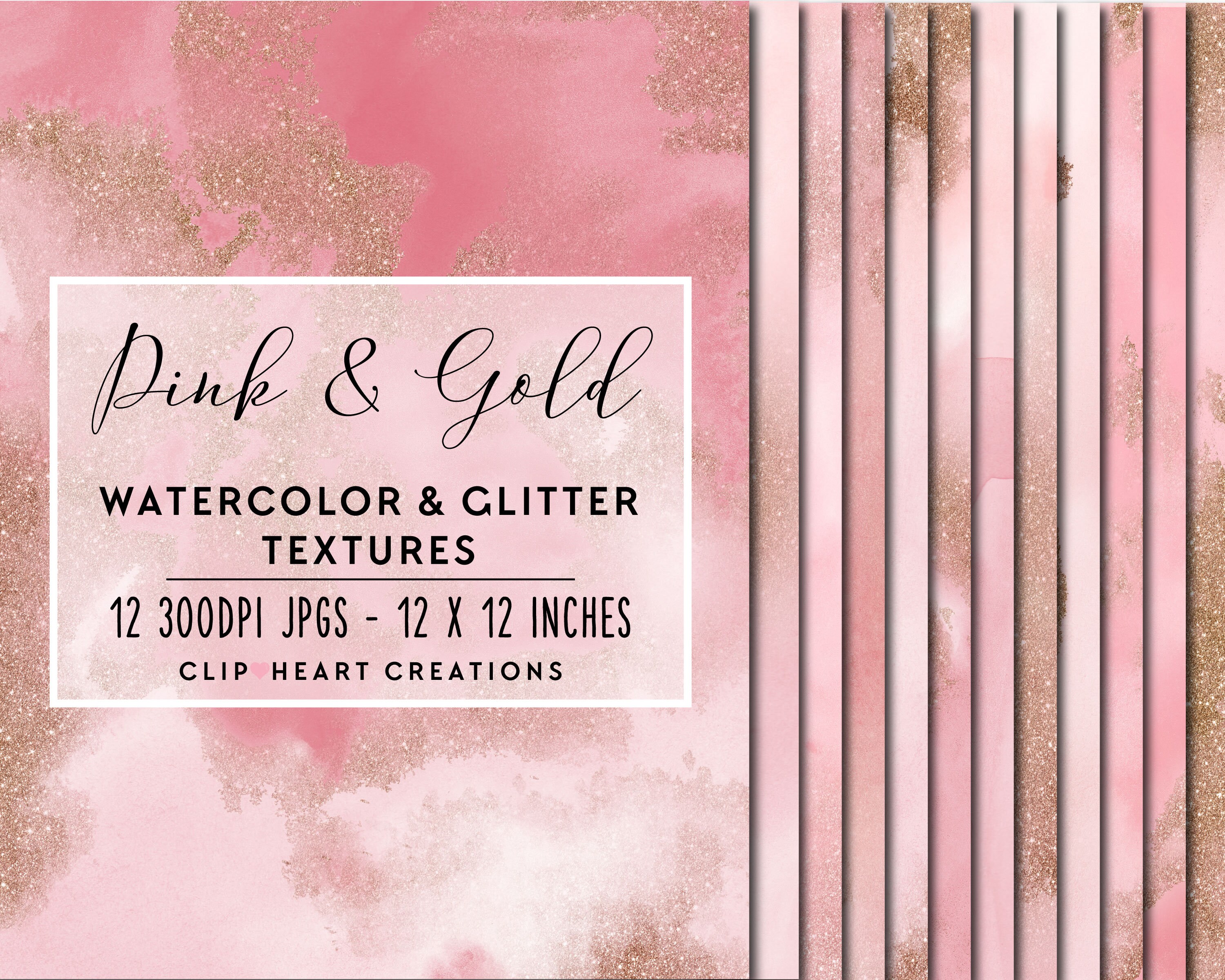 Pink Glitter Watercolor Digital Papers Commercial Use Instant - Etsy