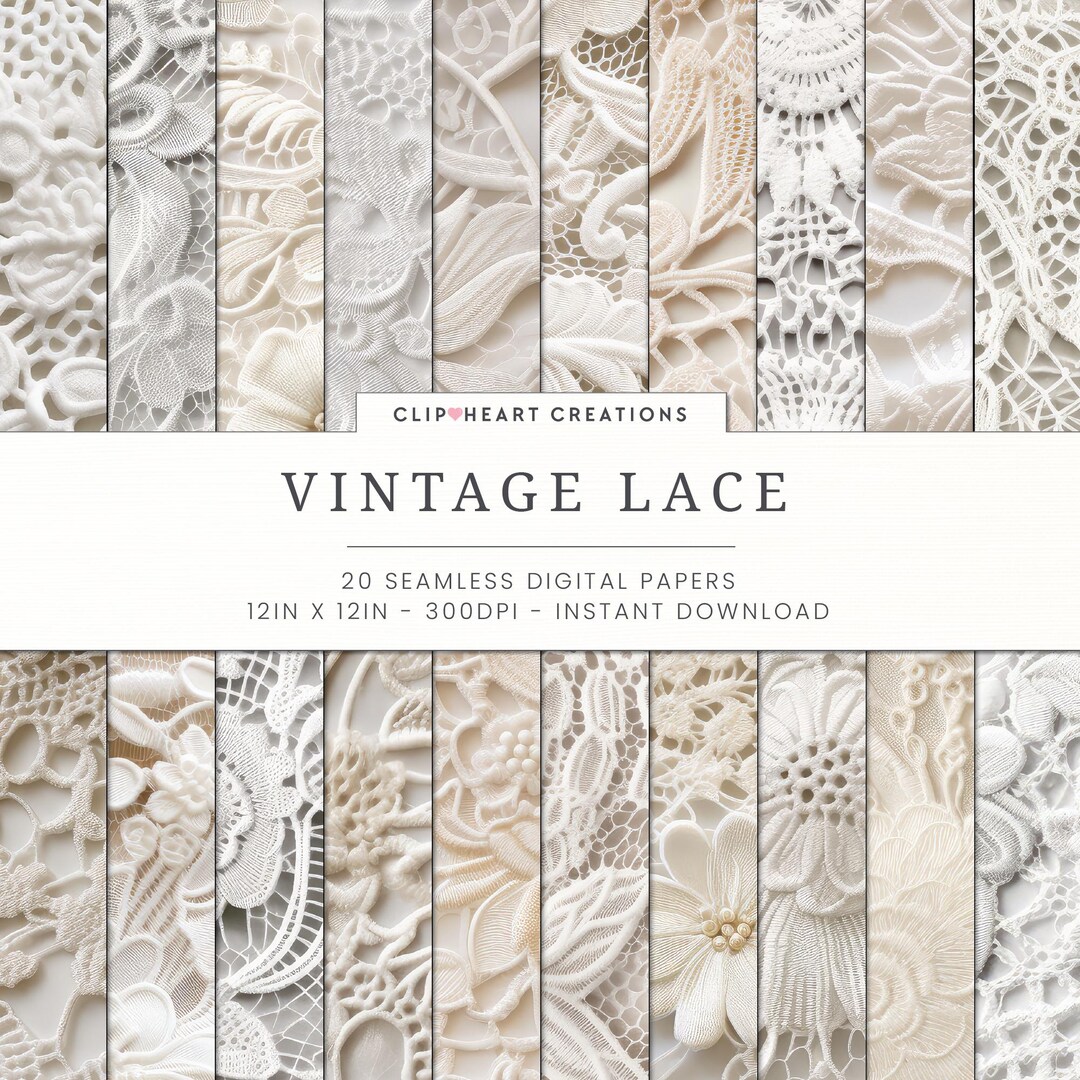 Vintage Lace Digital Papers, Seamless Commercial Use Instant Download ...