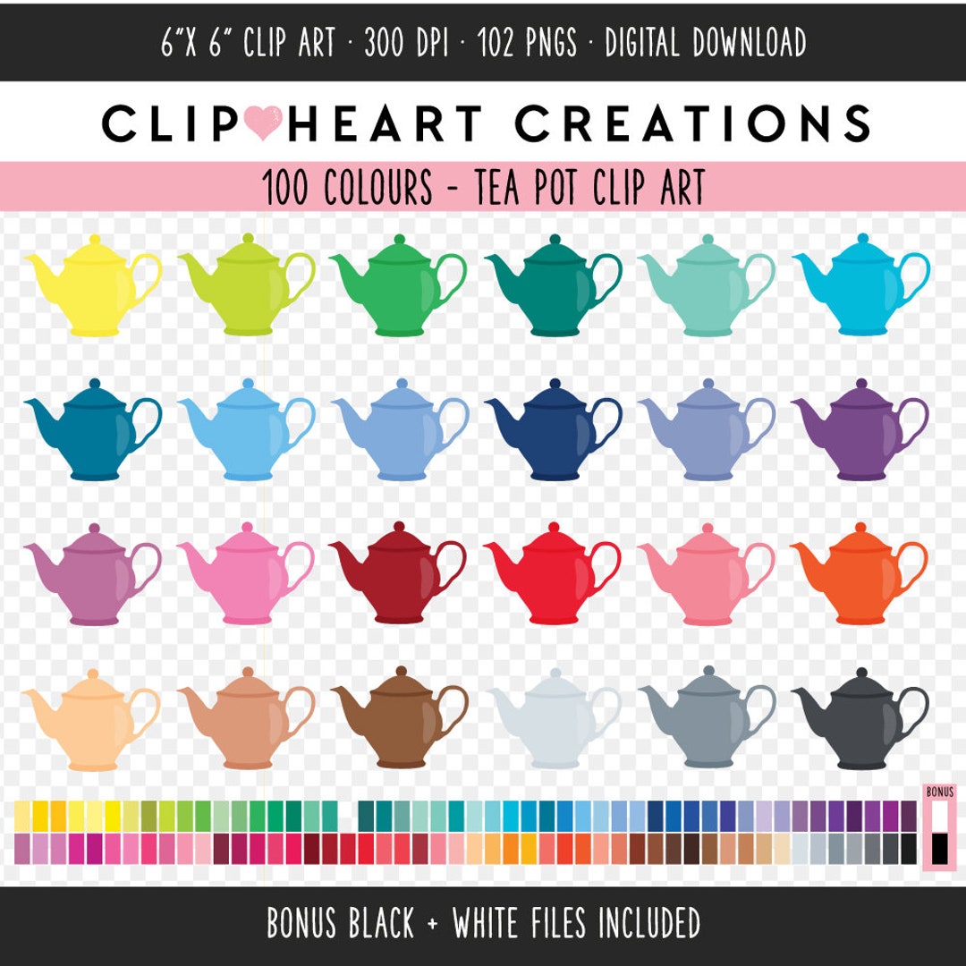 100 Tea Pot Clip Art, Commercial Use Instant Download PNG Tea Pot ...