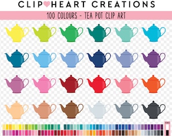 50 Rainbow Cute Tea Pot Clip Art Colorful Digital - Etsy
