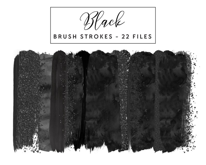 Black Brush Strokes Clip Art Black Ink Brush Strokes Clipart - Etsy