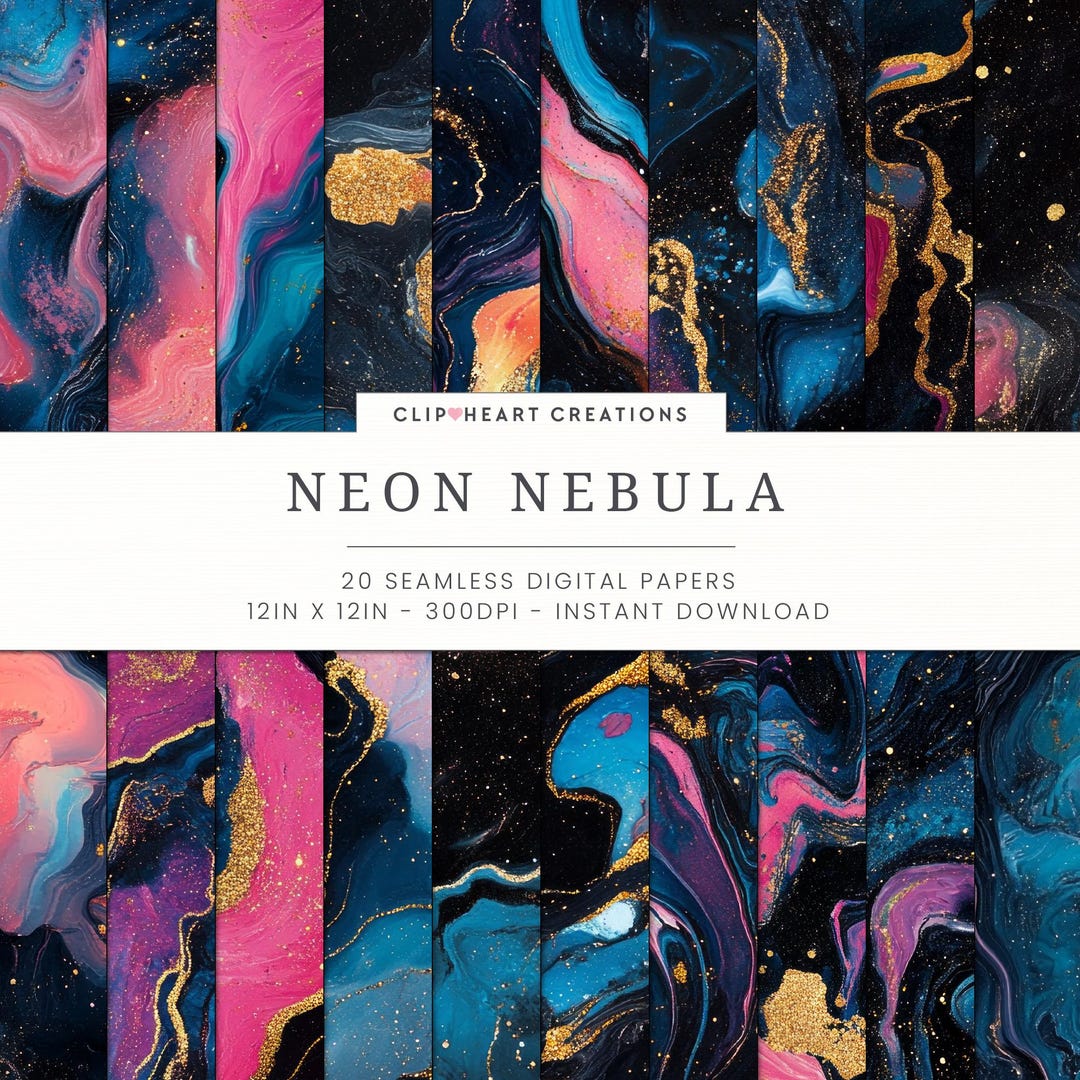 Neon Nebula Seamless Digital Paper Pack - Seamless Commercial Use ...