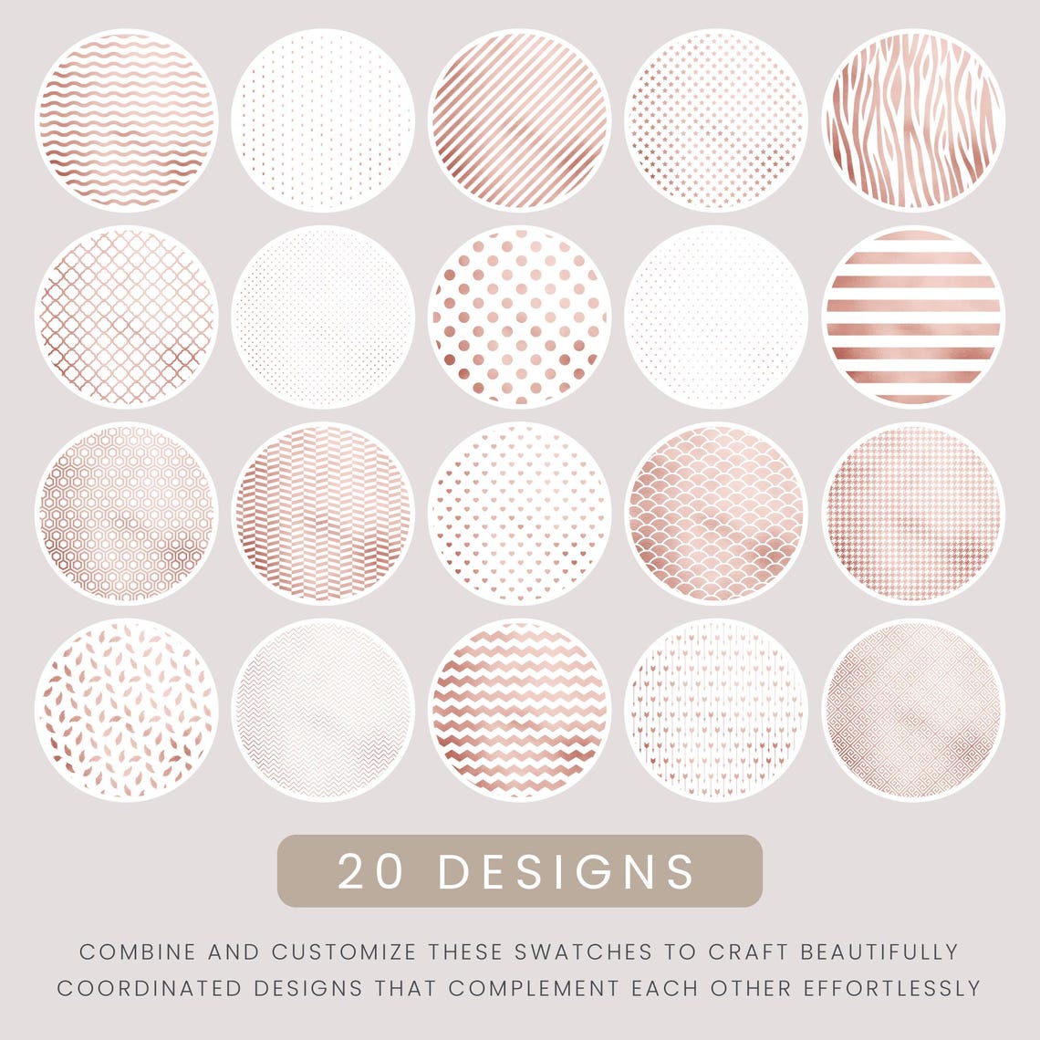 Rose Gold Foil Pattern Papers Commercial Use Instant Download, Metallic ...