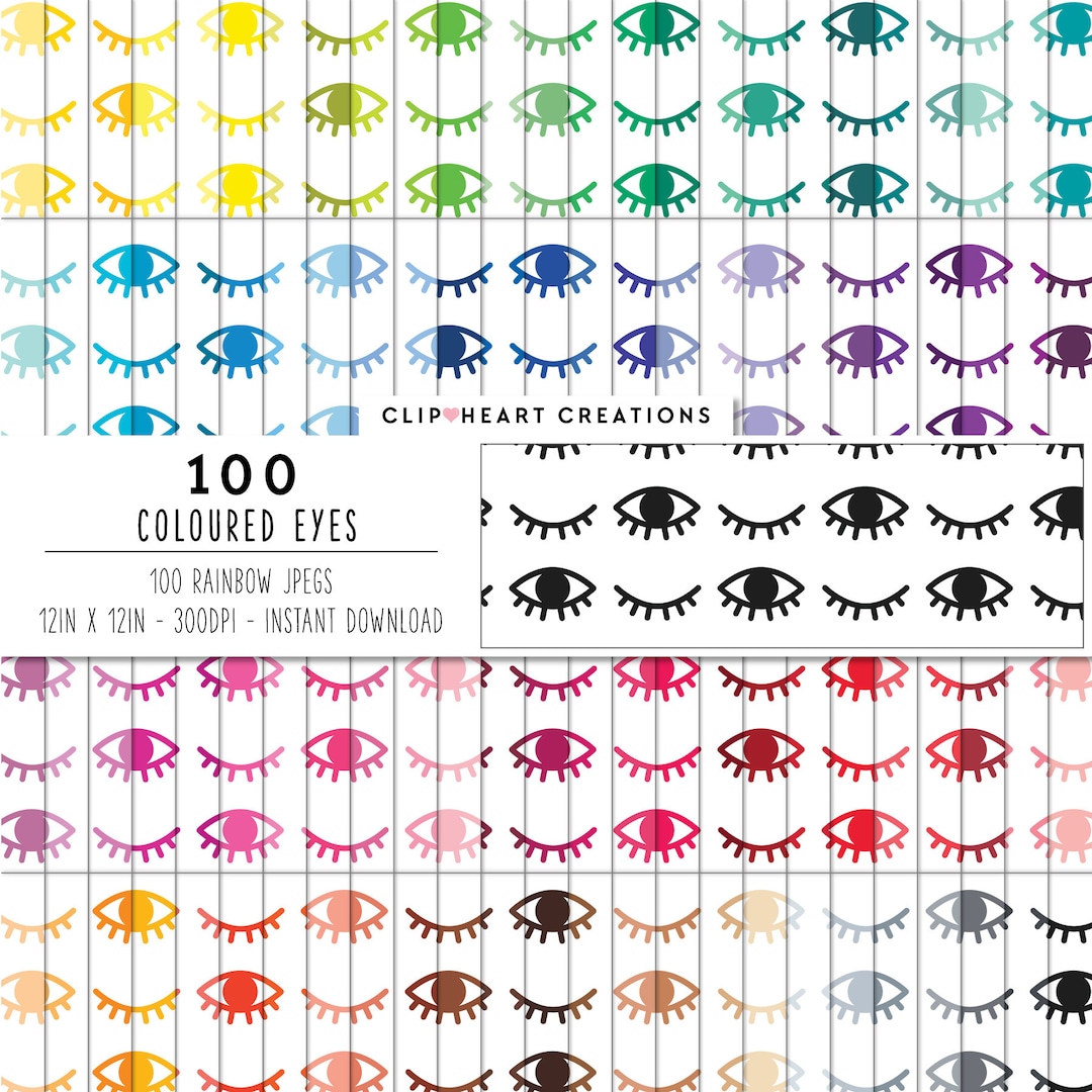 100 Eye Pattern Digital Paper, Commercial Use Instant Download Colored ...