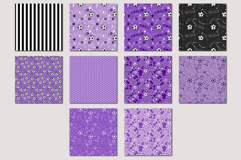 20 Soccer Themed Digital Papers, Seamless Commercial Use Instant ...