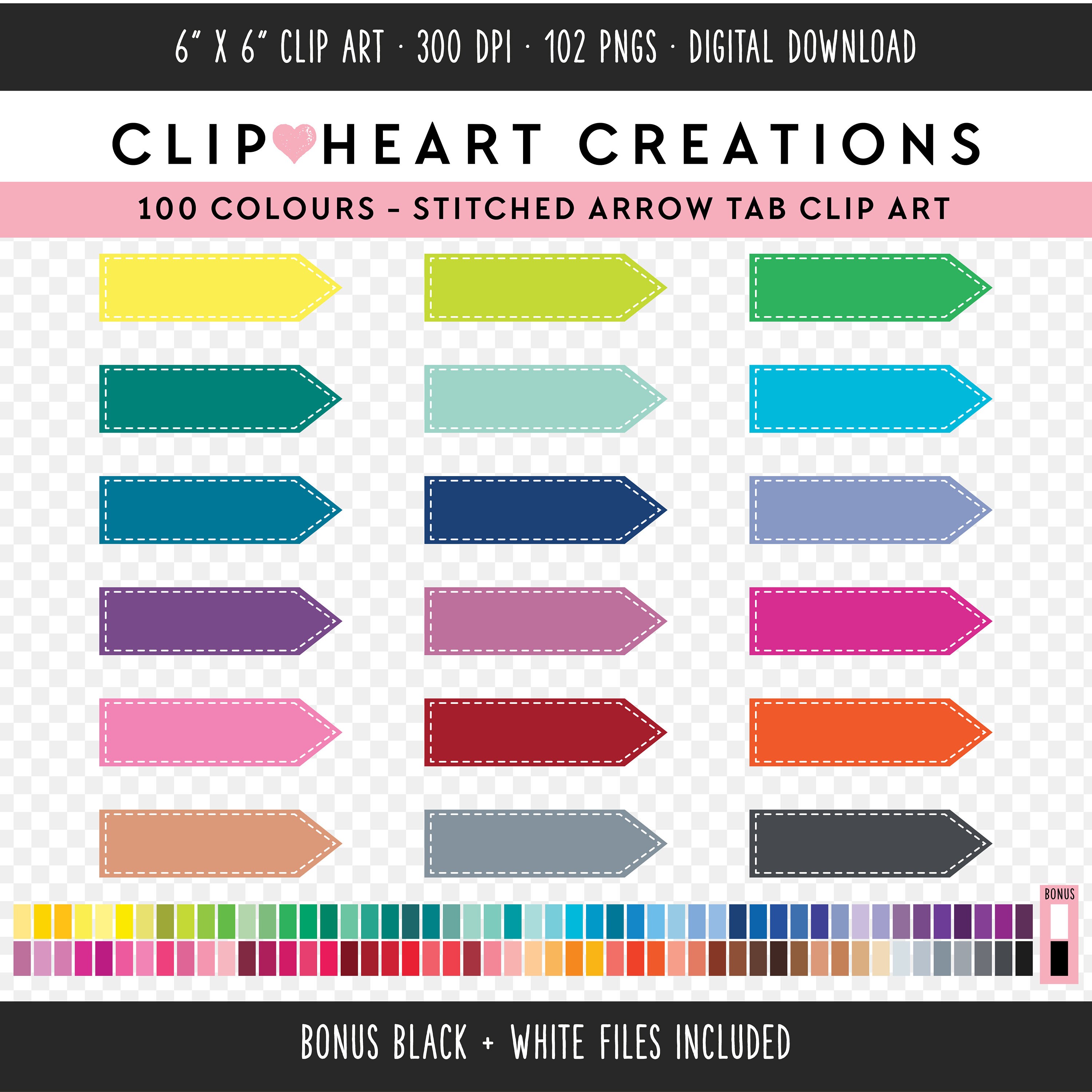 100 Stitched Arrow Tab Clip Art Commercial Use Instant | Etsy