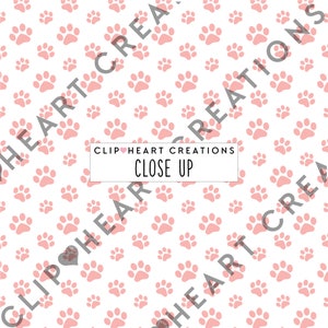 100 Paw Prints Pattern Digital Paper, Commercial Use Seamless Color Paw ...