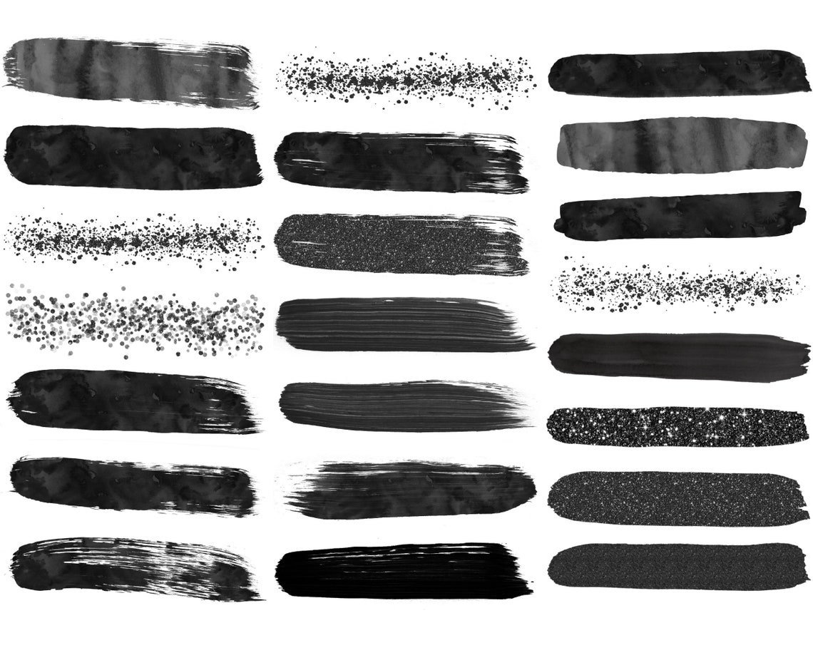 Black Brush Strokes Clip Art, Black Ink Brush Strokes Clipart Paint ...