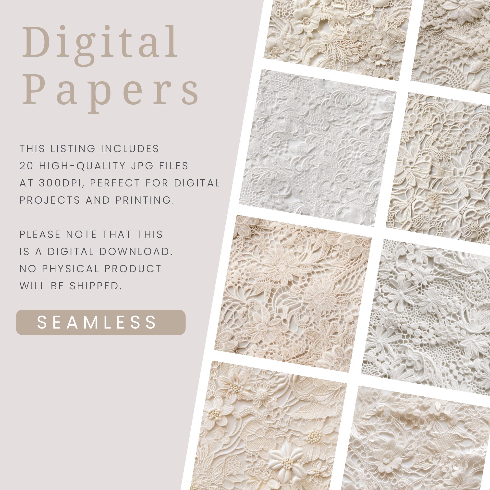Vintage Lace Digital Papers, Seamless Commercial Use Instant Download ...