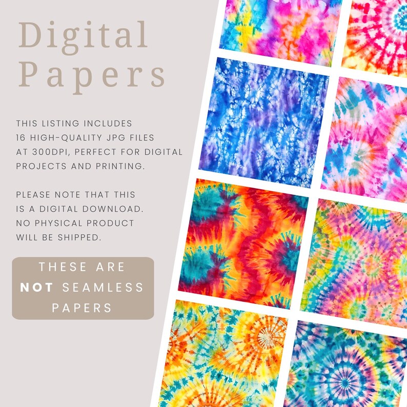 Tie-dye Digital Papers, Seamless Commercial Use Instant Download Tie ...
