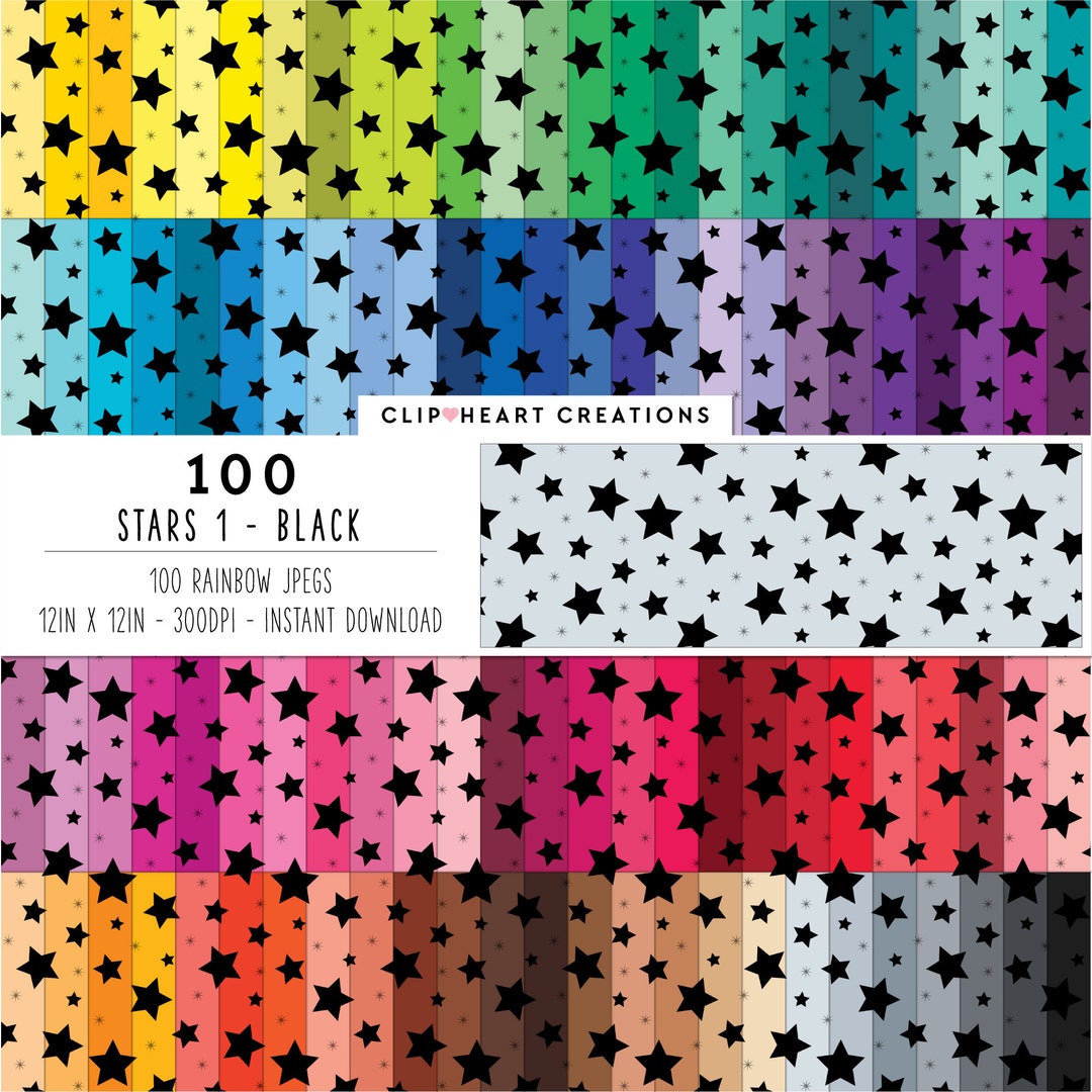 100 Star Patterns Digital Papers, Commercial Use Seamless Stars Digital ...