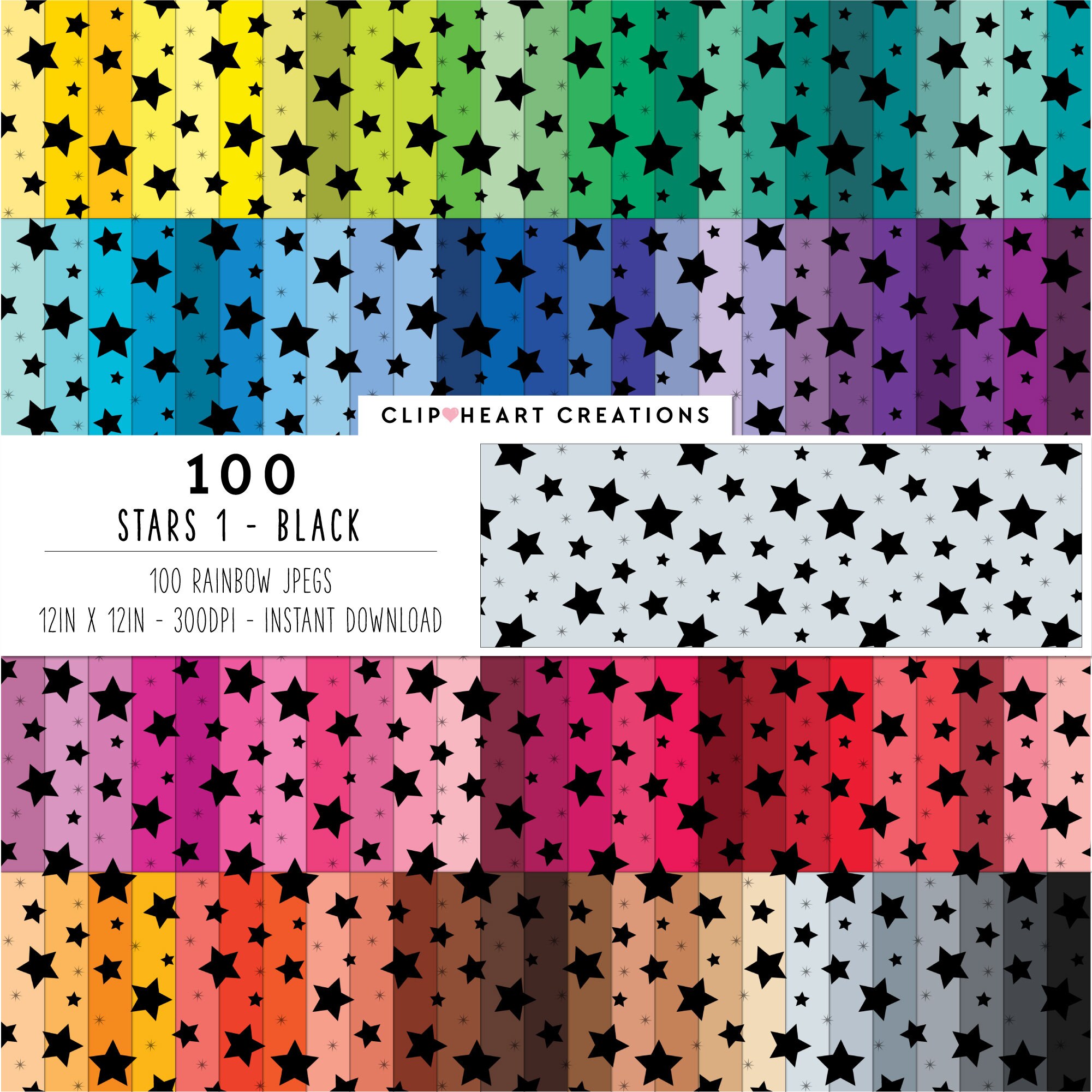 100 Star Patterns Digital Papers Commercial Use Seamless | Etsy