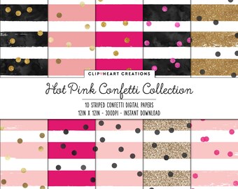 Pink Glitter Watercolor Digital Papers Commercial Use Instant - Etsy