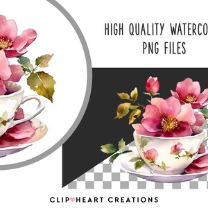 Rose Tea Set Watercolor Clipart Collection, Commercial Use Instant ...