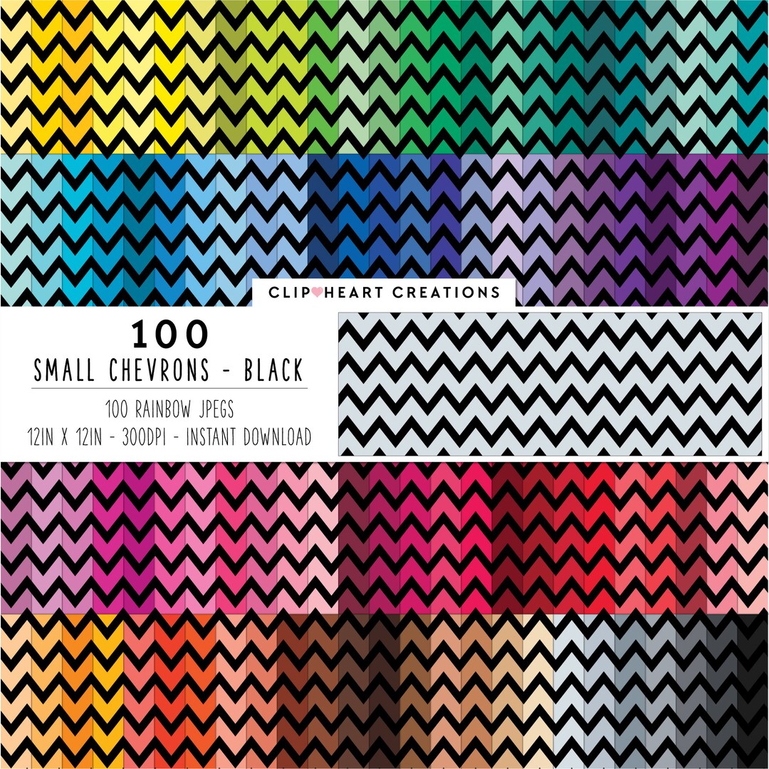 100 Chevron Pattern Digital Paper Pack, Commercial Use Seamless Black ...