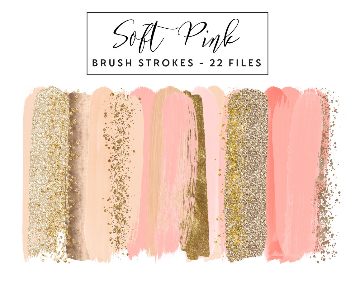 Soft Pink & Gold Brush Strokes Clip Art, Gold Brush Strokes Clipart ...