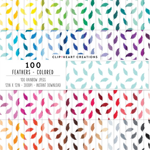 100 Feathers Digital Paper Pack Commercial Use Seamless | Etsy