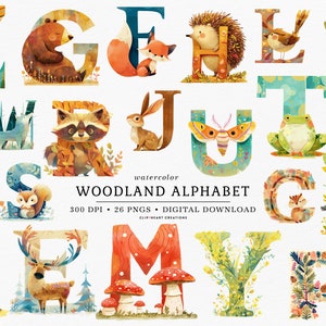 Woodland Alphabet Alphabet Clip Art, Commercial Use Instant Download ...