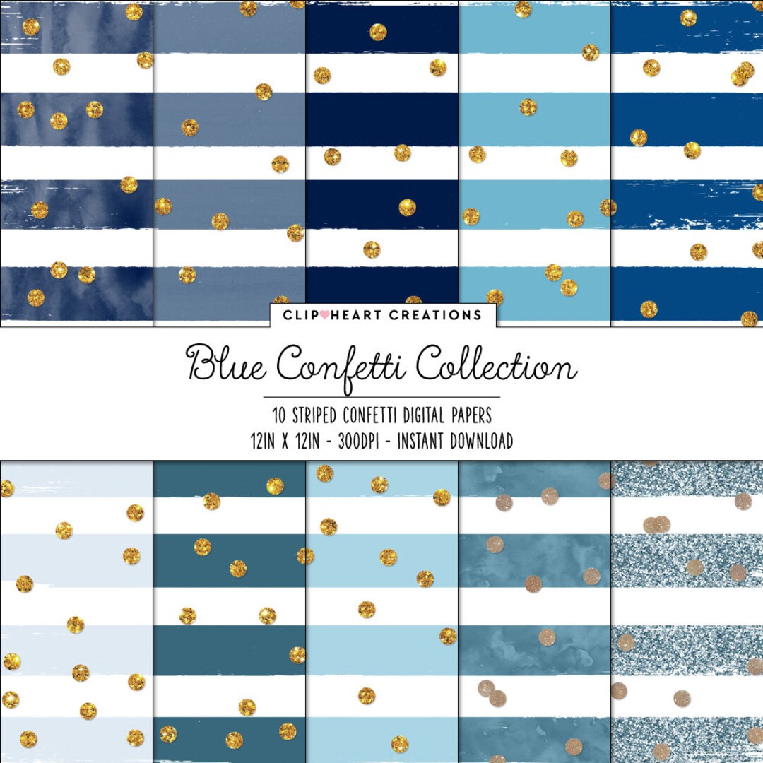 Blue Confetti Sparkle Digital Papers, Commercial Use Instant Download ...