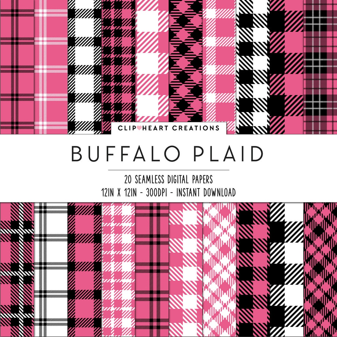 Pink Buffalo Plaid Digital Paper Set Seamless Lumberjack - Etsy