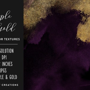 Purple & Gold Watercolor and Foil Digital Papers, Commercial Use ...