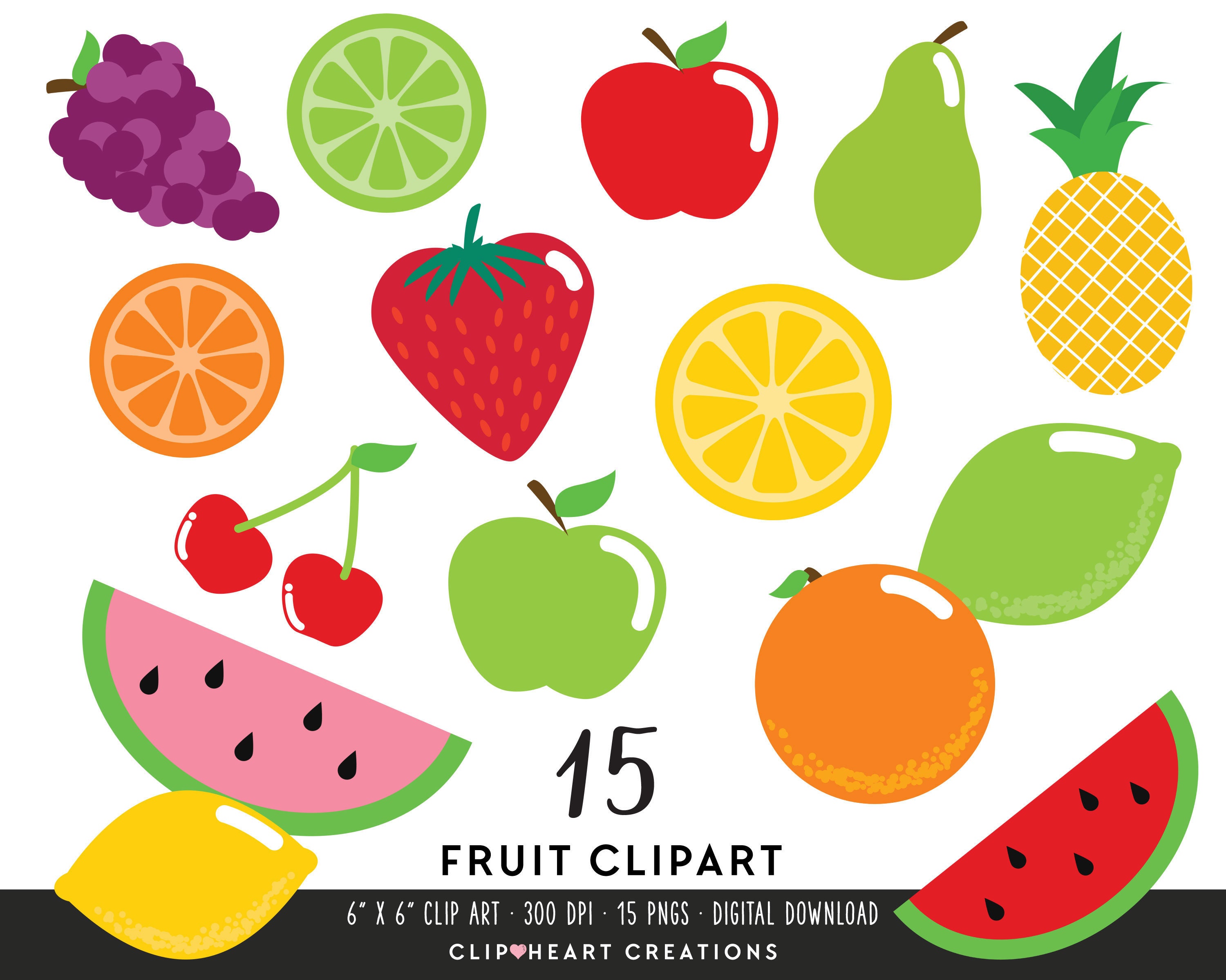 Fruit Digital Clip Art Commercial Use Instant Download PNG | Etsy
