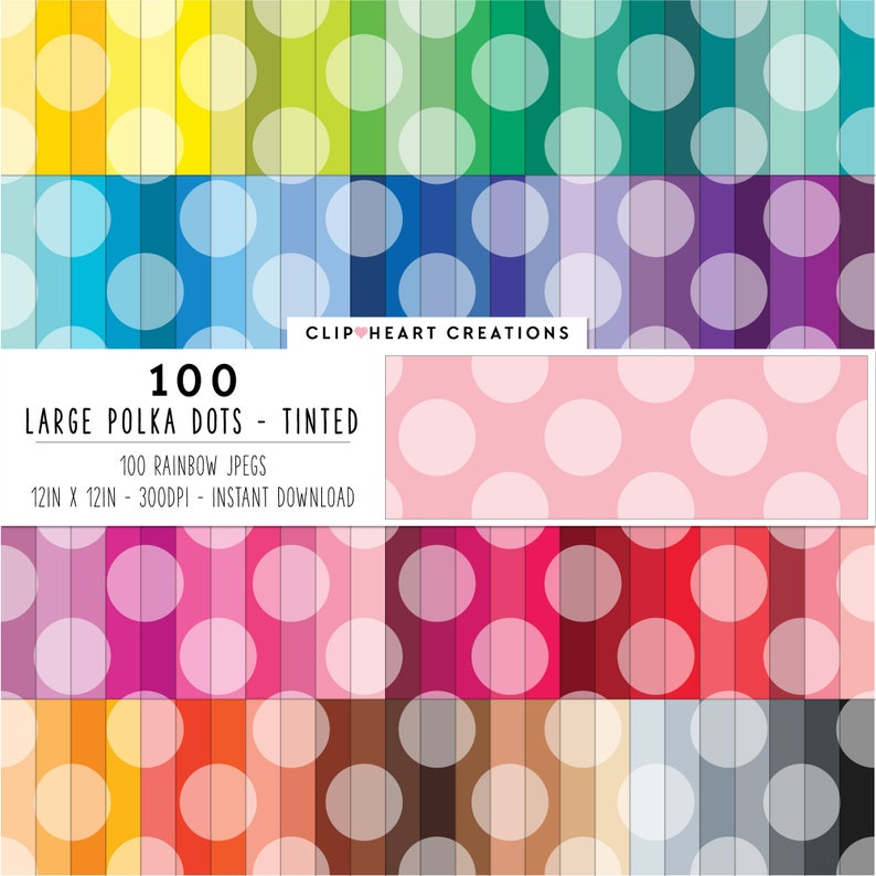 100 Polka Dot Digital Papers Commercial Use Seamless Large - Etsy