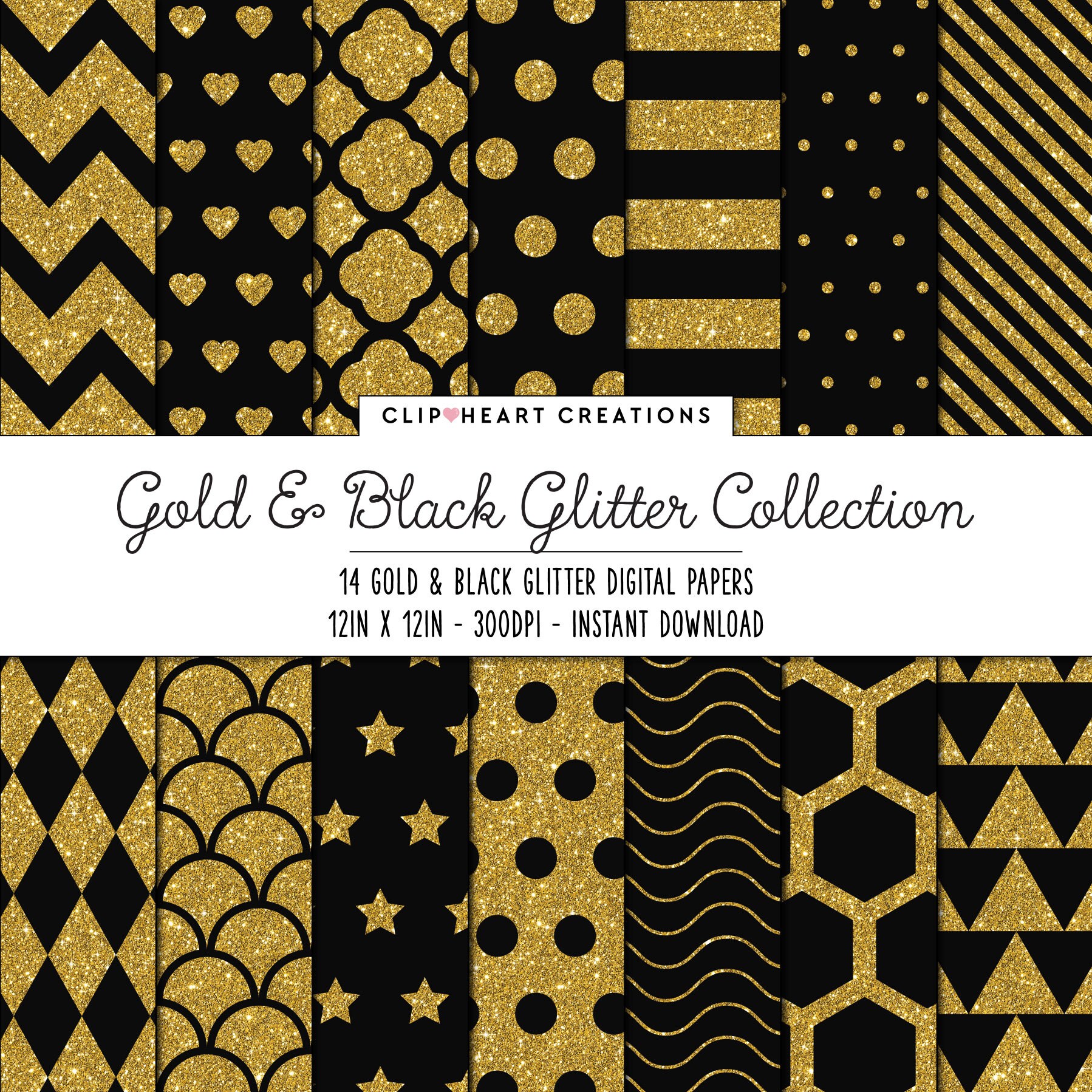 Gold Glitter Patterns Digital Paper Pack Commercial Use 14 | Etsy