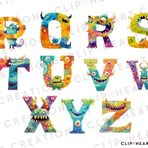 Monster Alphabet Clip Art, Commercial Use Instant Download Fantasy ...