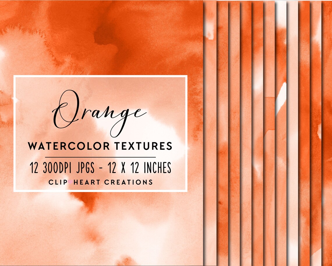 Orange Watercolor Digital Papers Commercial Use Instant - Etsy