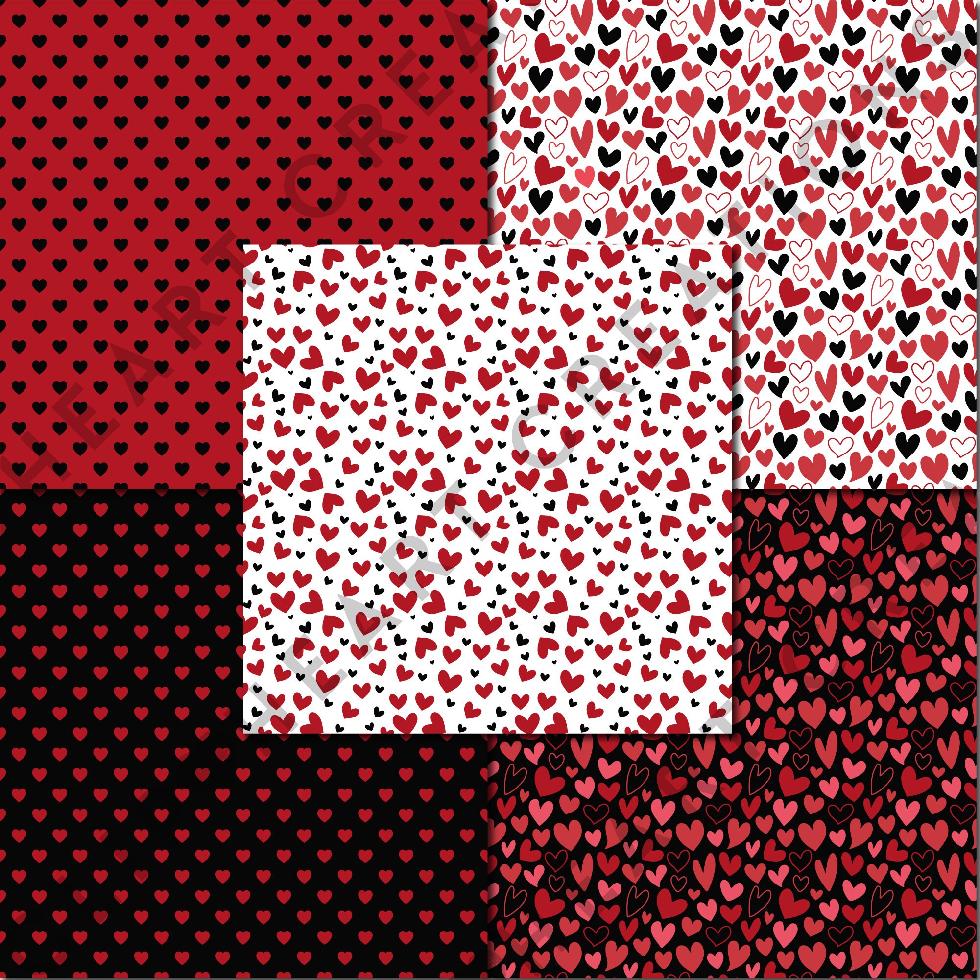20 Valentines Themed Digital Papers Seamless Commercial Use - Etsy