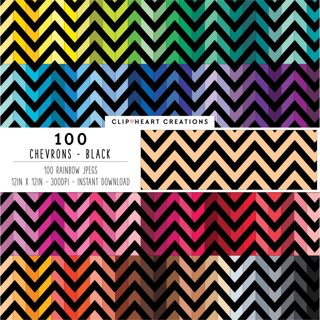 100 Chevron Digital Paper Pack, Commercial Use Seamless Black Chevrons ...