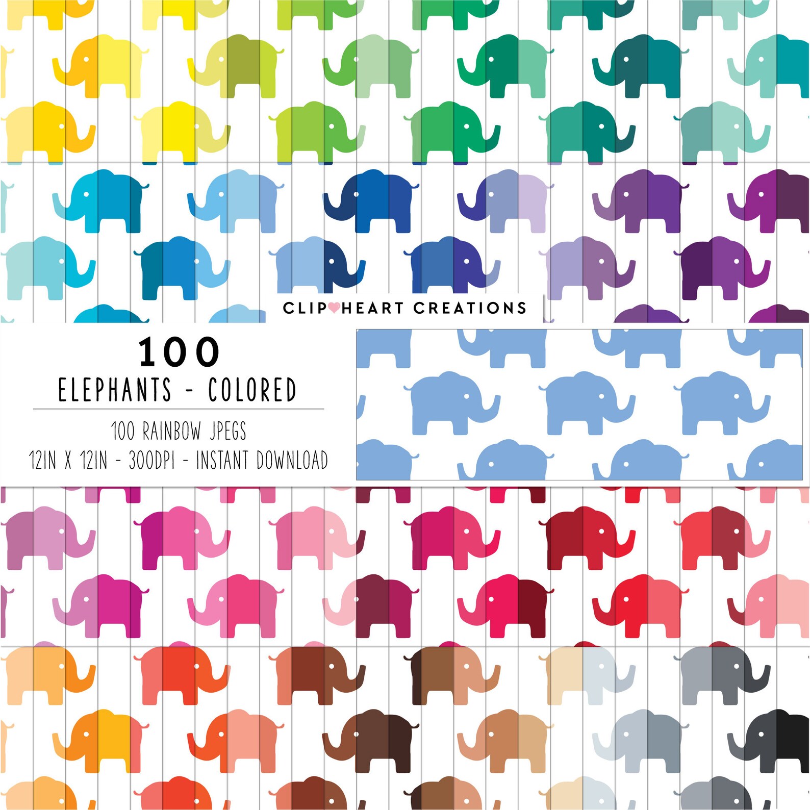 100 Elephant Pattern Digital Papers Commercial Use Seamless | Etsy