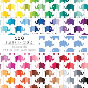 100 Elephant Pattern Digital Papers, Commercial Use Seamless Elephants ...