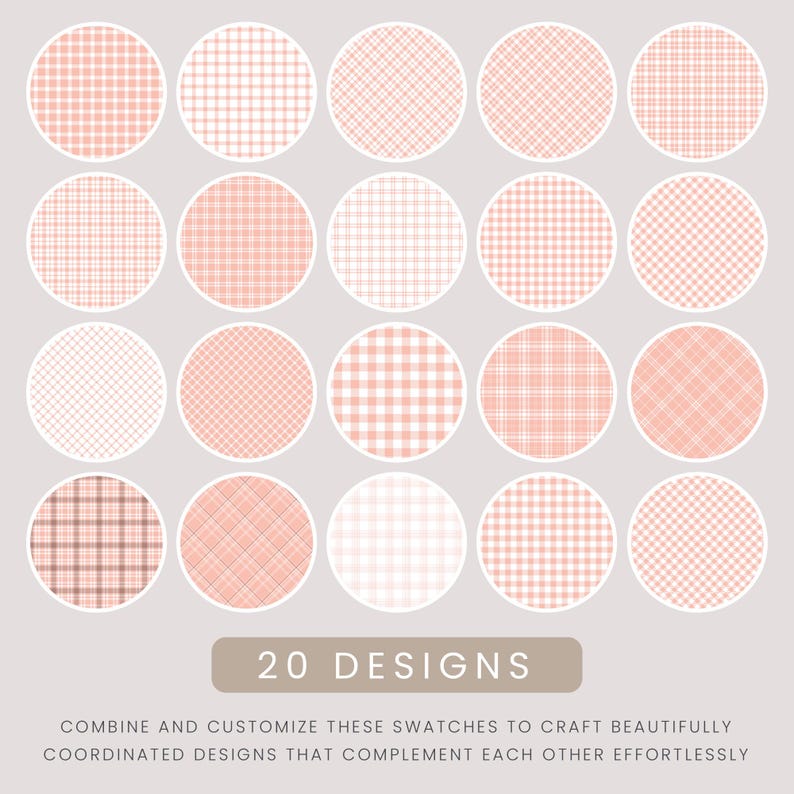 Peach Buffalo Plaid Digital Paper Set, Seamless Lumberjack Plaid Papers ...